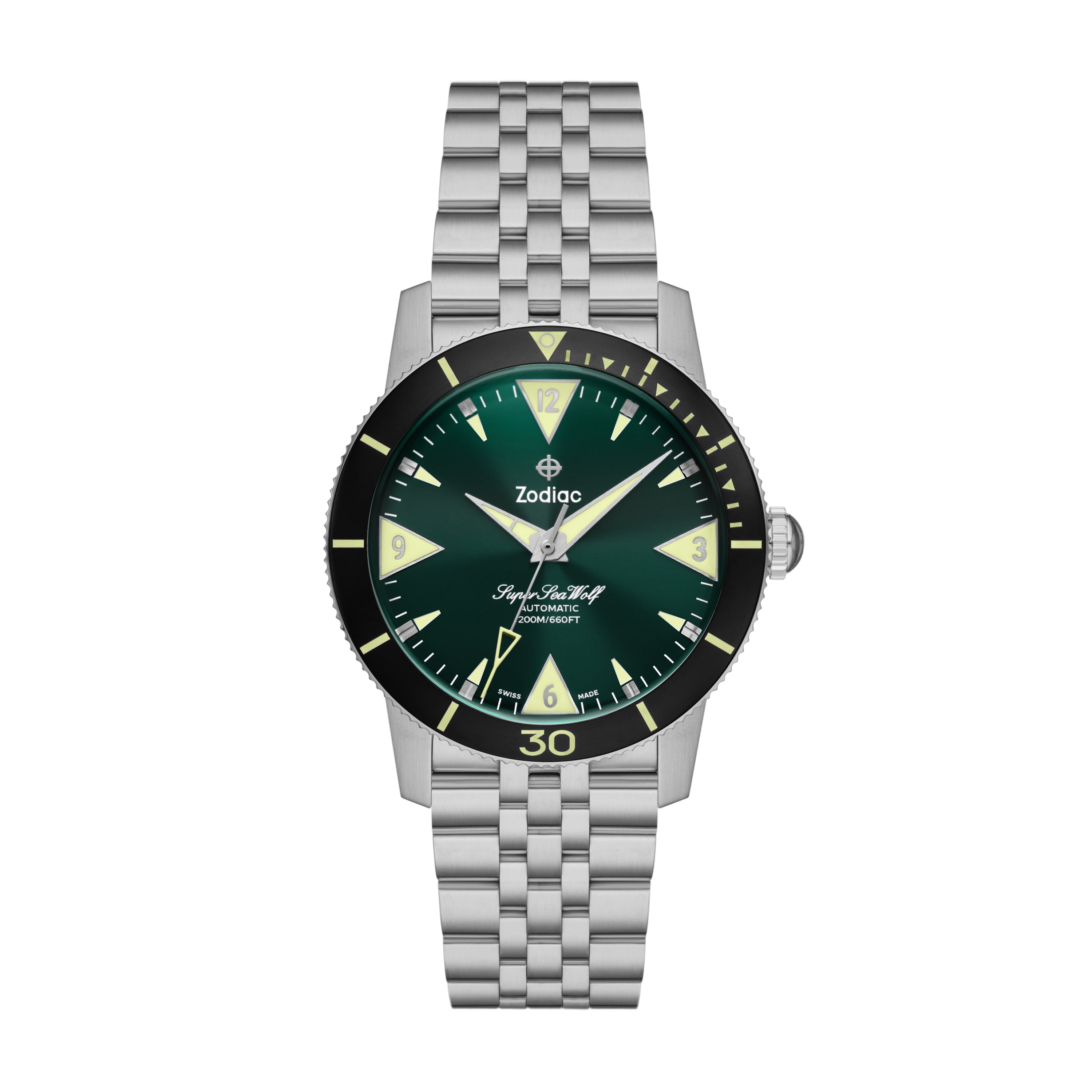 Zodiac Super Sea Wolf Skin Diver | Ref. ZO9218 | Green Sunray Dial ...